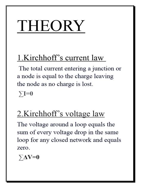 Theory Physics For Kvl Pdf Resistor Electrical Network