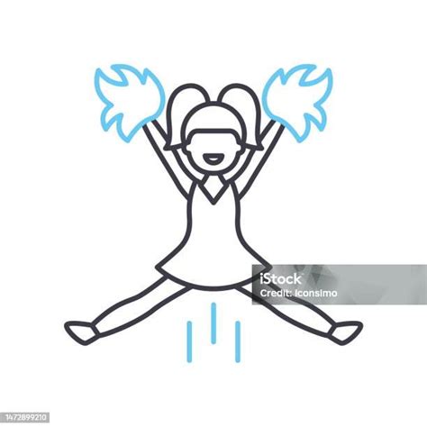 치어 리더 지원 라인 아이콘 개요 기호 벡터 일러스트 레이 션 개념 기호 아이콘에 대한 스톡 벡터 아트 및 기타 이미지 아이콘 치어리더 Championship