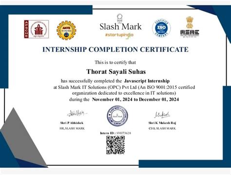 Sayali Thorat On Linkedin Javascript Programming Internship