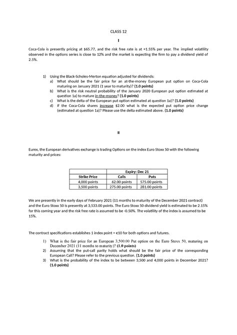 Class 12 Derivatives Options Futures Class 12 I Coca Cola Is