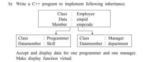 B Write A C Program To Implement Following Inheritance Accept And Di