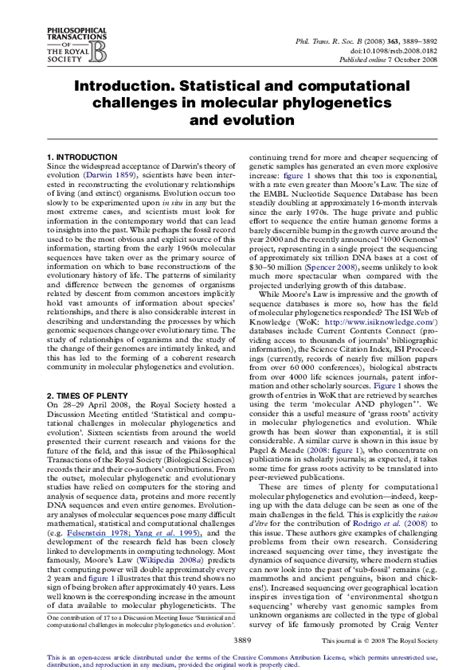 Pdf Introduction Statistical And Computational Challenges In Molecular Phylogenetics And