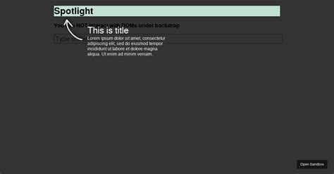 React Spotlight Example Forked Codesandbox