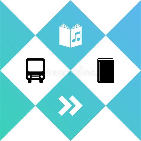 Set Bus Arrow Audio Book And Book Icon Vector Stock Vector Illustration Of Passenger Sign