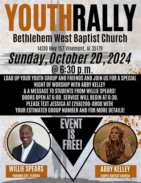 Bethlehem West Baptist Church To Host Youth Rally Featuring
