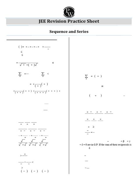 Jee Sequence And Series Practice Pdf Arithmetic Algebra