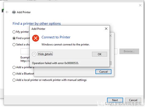 Windows10 无法连接到局域网内打印机，并提示0x00000533错误 Csdn博客