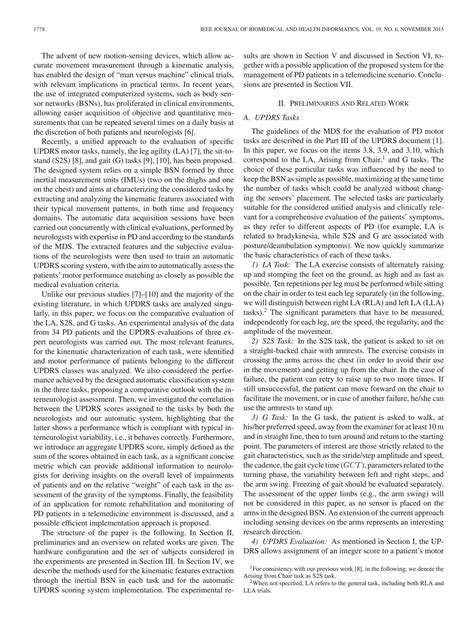 Solution Body Sensor Network Based Kinematic Characterization And Comparative Outlook Of Updrs