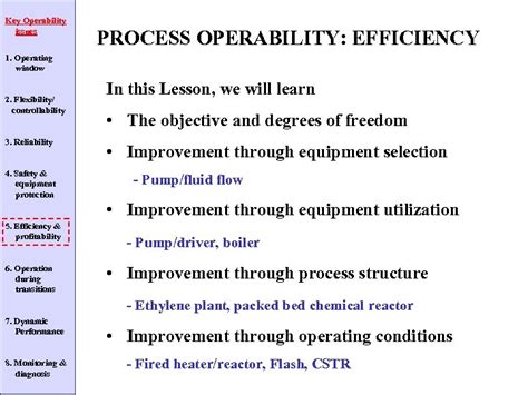 Process Operability Class Materials Process Efficiency Basic Flowsheet