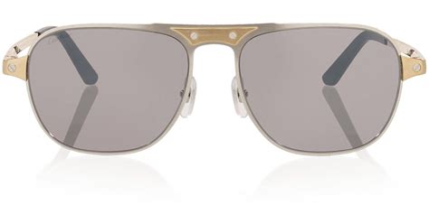 Cartier Rectangular Aviator Sunglasses In Grey For Men Lyst Uk