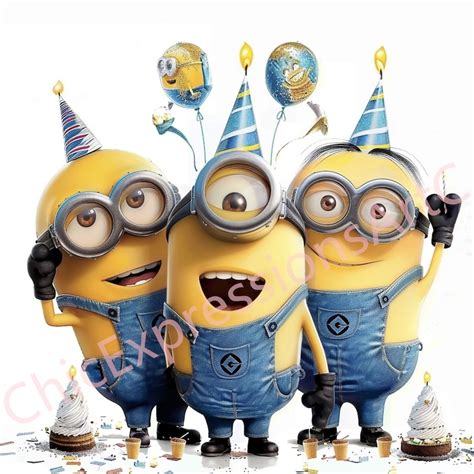 Minions Birthday Party Png File Minions Wearing Cake Hats Three Cute