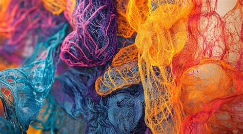 Abstract Colorful Network Of Intertwined Threads Premium Ai Generated Image