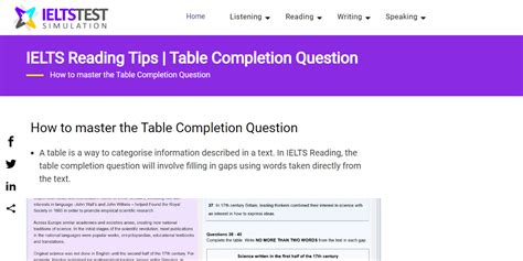Ielts Reading Tips Table Completion Question