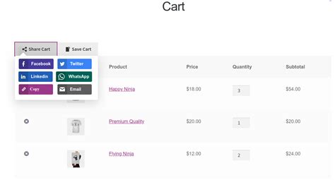 WooCommerce Multi Cart Share Save Share Cart Plugin