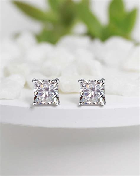 Silver Stud Earrings Square