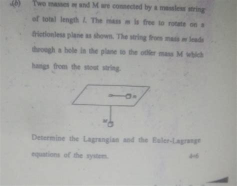 Solved Two Masses And Mare Connected By A Massless Chegg