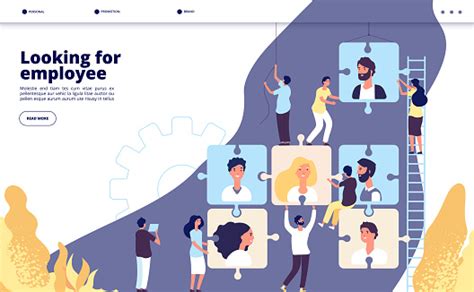 모집 착륙 온라인 채용 및 구직 인적 자원 공석 광고 고용 대행사 비즈니스 벡터 웹 페이지 개념에 대한 스톡 벡터 아트 및 기타 이미지 Istock