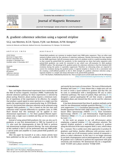 Pdf B 1 Gradient Coherence Selection Using A Tapered Stripline