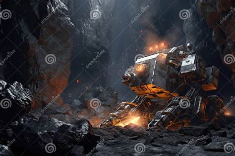 Robots Extracting Minerals From Asteroid Surface Stock Image Image Of