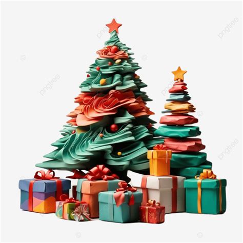 크리스마스 트리와 선물 흰색 배경 3d 렌더링에 고립 크리스마스 트리와 선물 절연 흰색 배경에 3d 렌더링 크리스마스