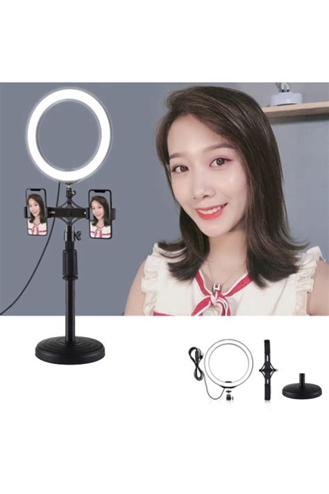 Ally Puluz Çift Telefon Tutucu 12cm Led Işık Stand Youtubercanlı Yayın
