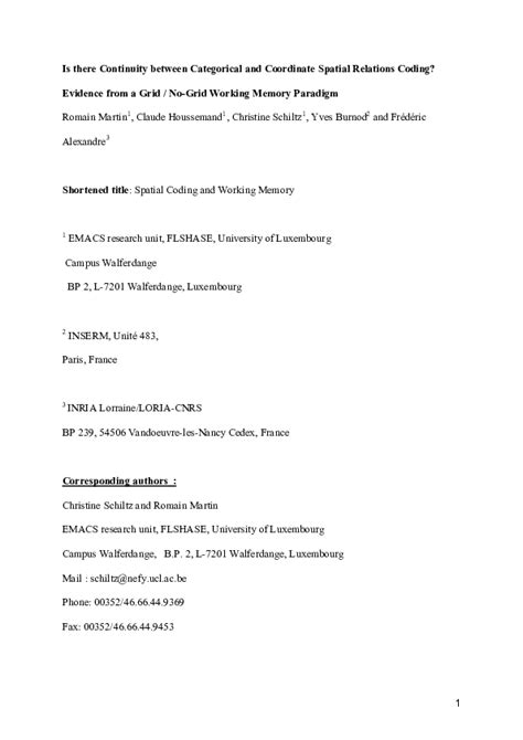 Pdf Is There Continuity Between Categorical And Coordinate Spatial Relations Coding