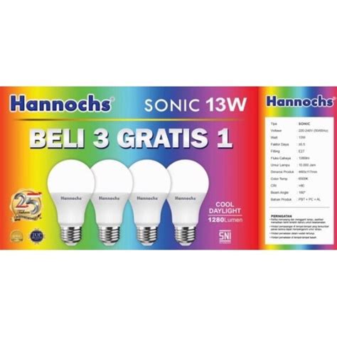 Jual Lampu Led Hannochs Paket W Sonic Beli Gratis Cahaya Putih Shopee Indonesia