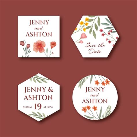 Free Vector Botanical Wedding Labels Template