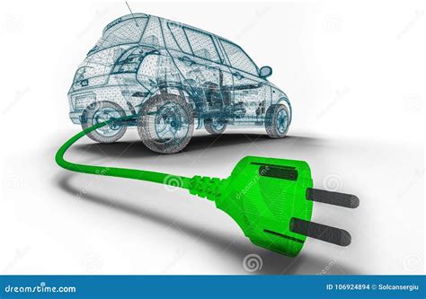 Electric Car Development On Computers Softwares Stock Illustration