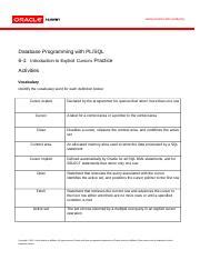 PLSQL 6 1 Practice Complete Docx Oracle Com Academy Database Programming With PL SQL 6 1