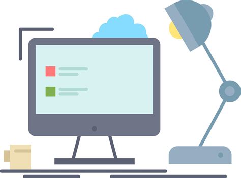Workplace Workstation Office Lamp Computer Flat Color Icon Vector 14802794 Vector Art At Vecteezy