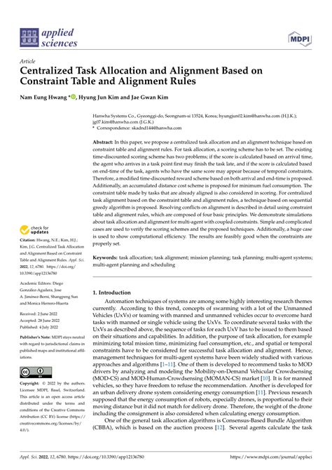 Pdf Centralized Task Allocation And Alignment Based On Constraint