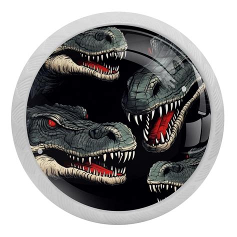 Crocodile Pattern 4pcs Cabinet Knobs Pulls Fluorescent Drawer Handle