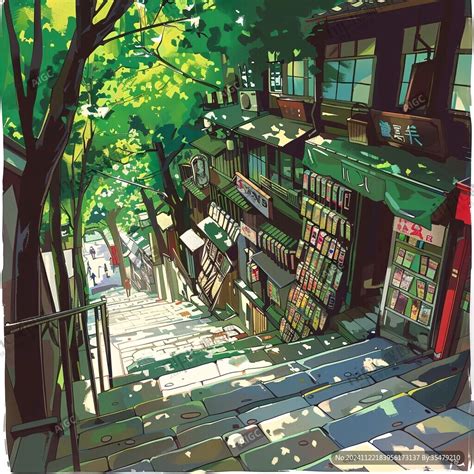 Ai创作图校园场景插画 图书馆儿插 动漫场景插画 本本校园插画 街边小店插画 手绘校园场景 树荫下的小店 街景插画 首都师范大学插画 校园手绘插画 山科大图书馆插画 日系风景插画 图书馆插画