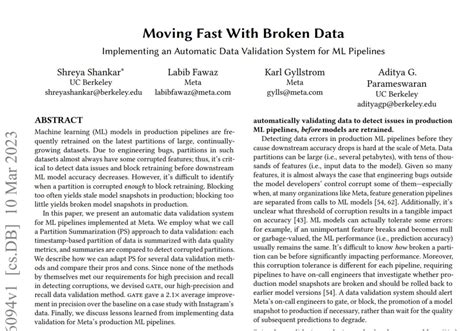 Moving Fast With Broken Data Implementing An Automatic Data Validation
