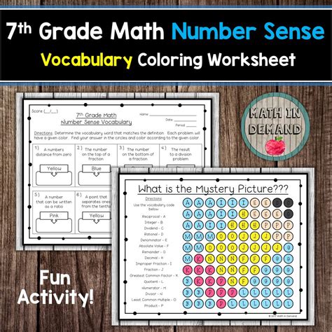 7th Grade Math Number Sense Vocabulary Coloring Worksheet Math In Demand