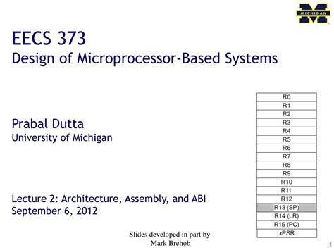 Ppt Microprocessor Architecture And Assembly Eecs 373 Lecture Overview Powerpoint