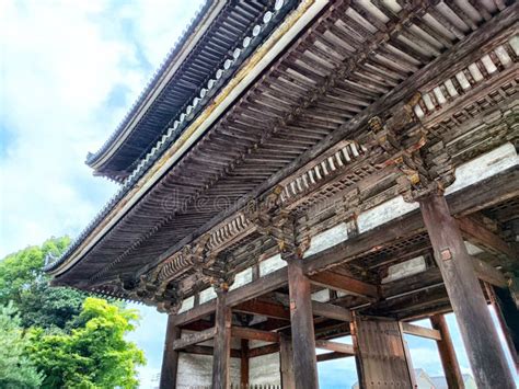 Beautiful Wooden Architecture Of A Historical Temple Structure In Japan