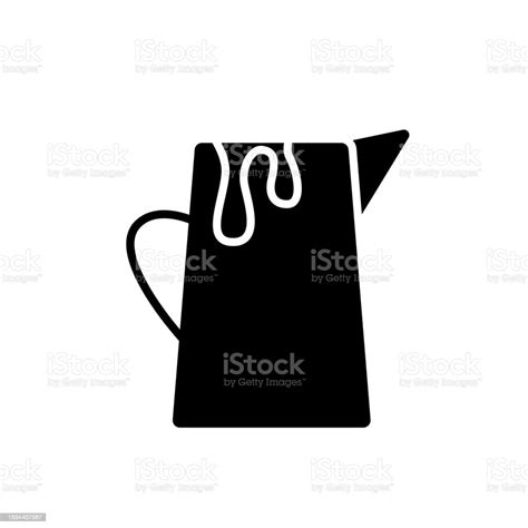 우유 주전자 글리프 아이콘 커피 크리머 바리스타 도구 블랙 실루엣 기호 격리된 벡터 그림 개념에 대한 스톡 벡터 아트 및 기타 이미지 Istock