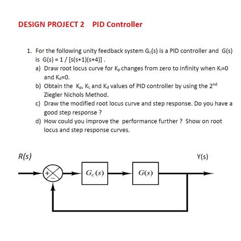 Solved DESIGN PROJECT PID ControllerFor The Following Chegg