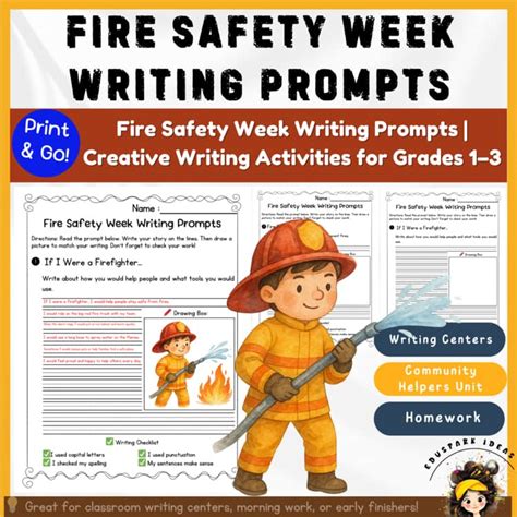 Fire Safety Week Writing Prompts Creative Writing Activities For