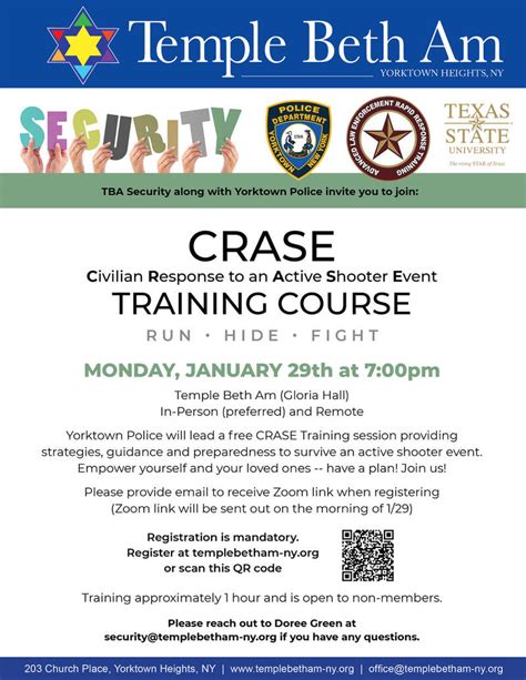 Crase Training At Temple Beth Am Form Temple Beth Am Of Northern Westchester