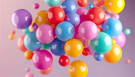 Cluster Of Glossy Balloon Blobs In Vibrant Colors Abstract Floating
