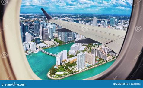Miami City Seen From The Airplane Window Stock Footage Video Of