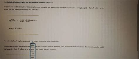 Solved Statistical Inference With The Instrumental Chegg