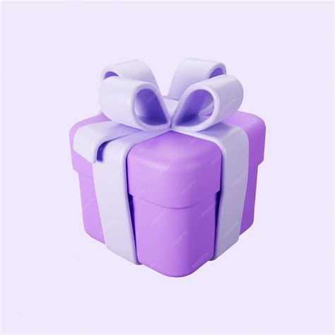 밝은 배경에 분리된 파스텔 리본 활이 있는 3d 보라색 선물 상자 3d 렌더링 비행 현대 휴일 깜짝 상자입니다 현재 생일 또는 결혼식 배너에 대한 현실적인 벡터 아이콘