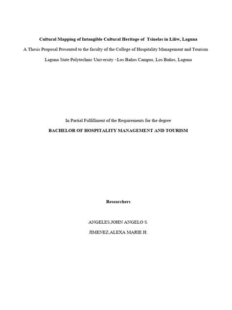 Cultural Mapping Of Intangible Cultural Heritage Of Tsinelas In Liliw