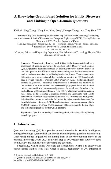 Pdf A Knowledge Graph Based Solution For Entity Discovery And Linking