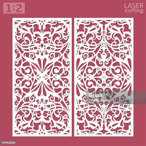 패턴 레이저 컷 장식 패널 결혼식 초대장 또는 인사말 카드의 템플릿입니다 캐비닛 프렛 워크 화면입니다 금속 디자인 나무 조각 Diy에 대한 스톡 벡터 아트 및 기타 이미지