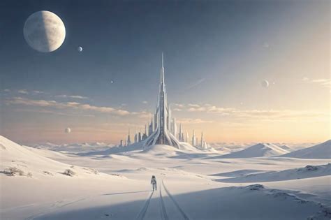 Premium Photo White Future Alien World Scene